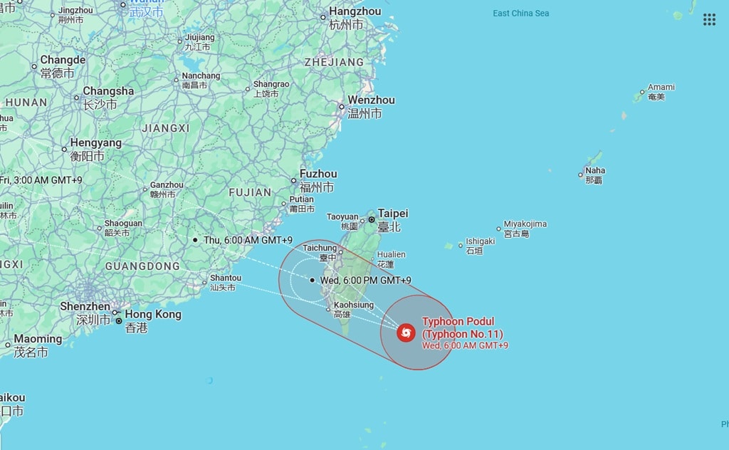 Taiwan Starts Large-Scale Evacuations As Typhoon Podul Nears